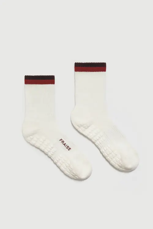 FRAISE Striped Crew Grip Socks - Goji