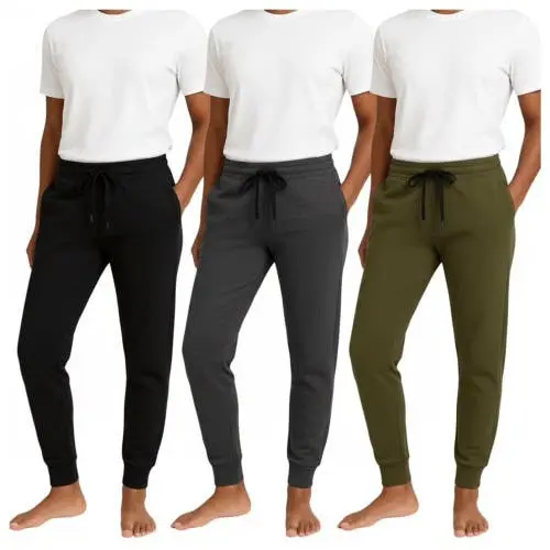 BENBEN 3-pack Ultra Soft Fleece Joggers - Black/olive/charcoal