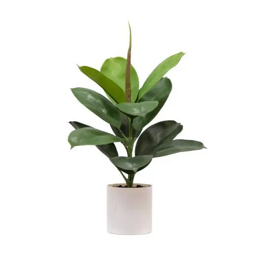 NEARLY NATURAL 20-in Artificial Fiddle Leaf Fig Plant - Green