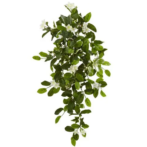 NEARLY NATURAL 19-in Mixed Stephanotis & Ivy Hanging Artificial Plant - Green