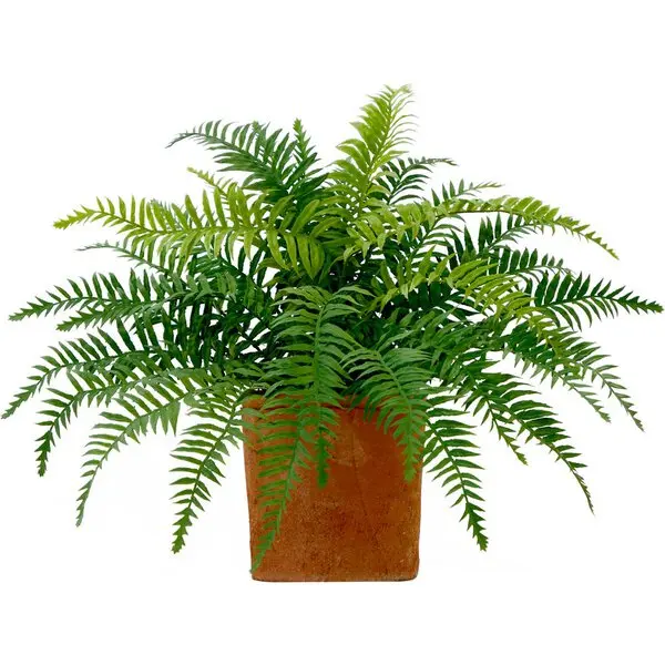 NEARLY NATURAL 22-in Artificial Fern Plant In Decorative Planter - Green