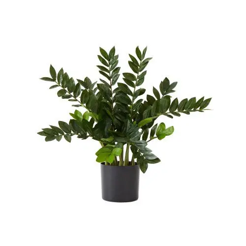 NEARLY NATURAL 28-in Artificial Zamioculcas Plant With Decorative Planter - Green