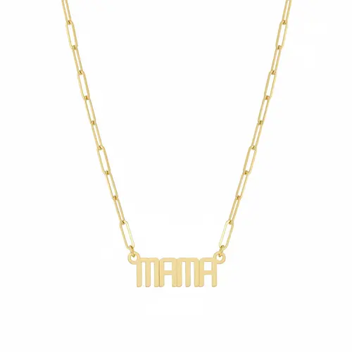 LENI JAMES The Signature Mini Mama Nameplate Necklace - Gold