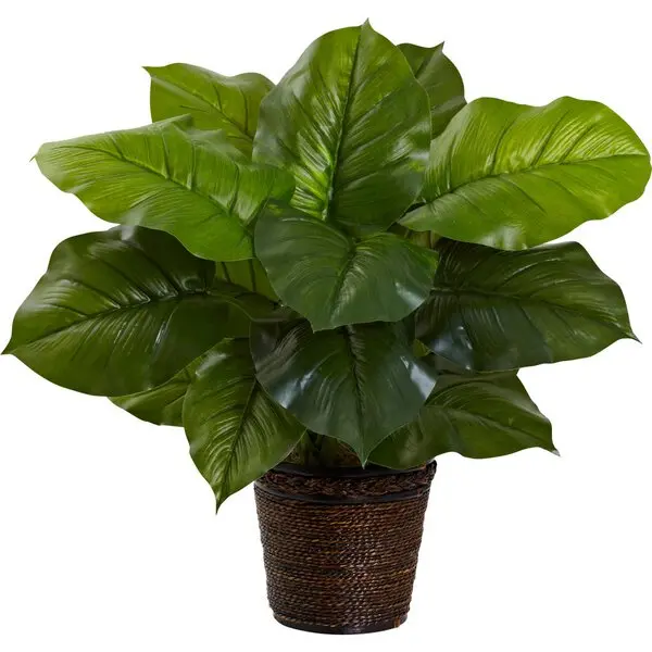 NEARLY NATURAL 29-in Large Leaf Philodendron Silk Plant - Green