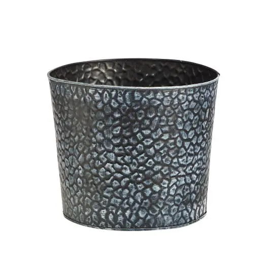 NEARLY NATURAL 11.5-in Embossed Tin Bucket With Pebble Pattern