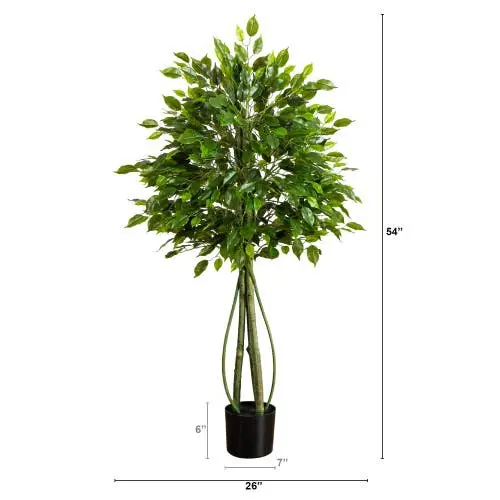 NEARLY NATURAL 4.5-ft Uv Resistant Artificial Ficus Tree