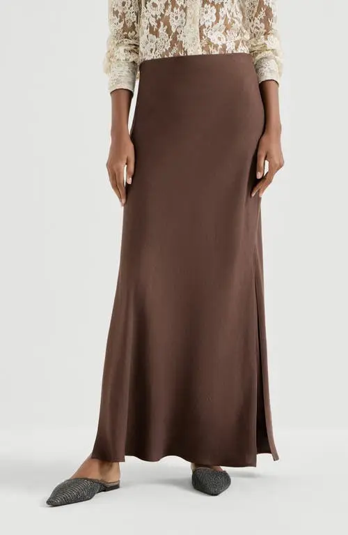 Brunello Cucinelli Bias-cut Maxi Skirt - Cocoa