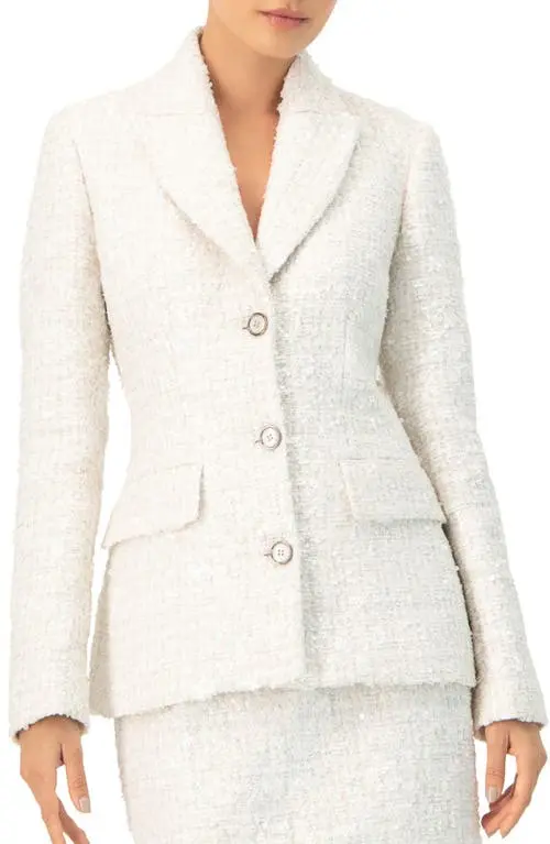 IVONNE Three Button Breasted Blazer With Sequins - Ivory