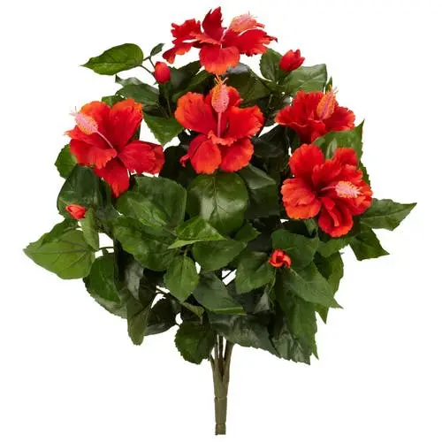 NEARLY NATURAL 20-in Hibiscus Artificial Plant - Red