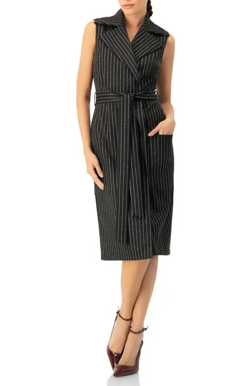 IVONNE Double-breasted Striped Midi Dress