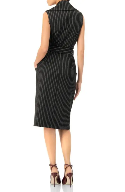 IVONNE Double-breasted Striped Midi Dress