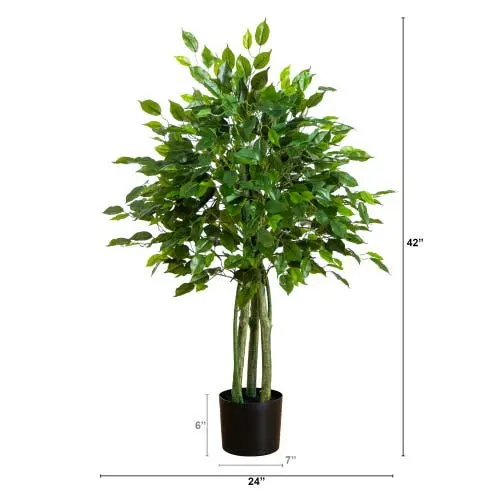 NEARLY NATURAL 3.5-ft Uv Resistant Artificial Ficus Tree