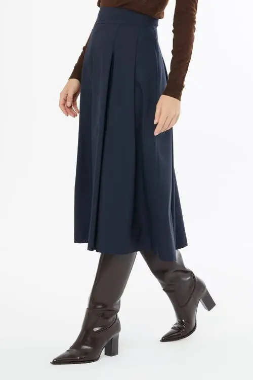 GIZIA Pleated Midi Skirt With Concealed Zip