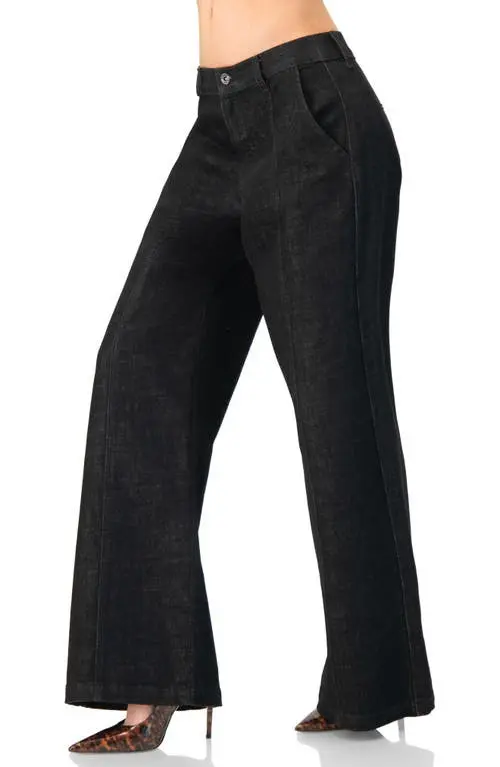 IVONNE High-waisted Wide-leg Denim Jeans - Black