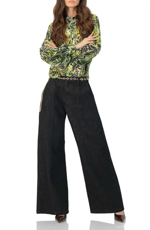 IVONNE High-waisted Wide-leg Denim Jeans - Black