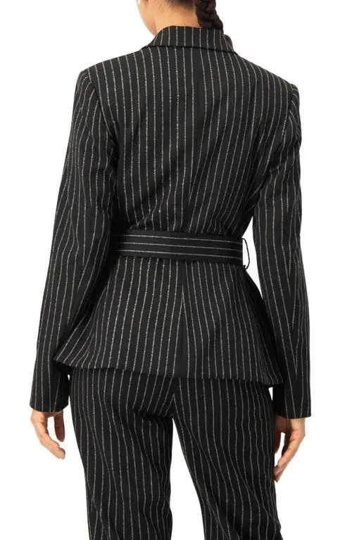 IVONNE Striped Blazer With Belt