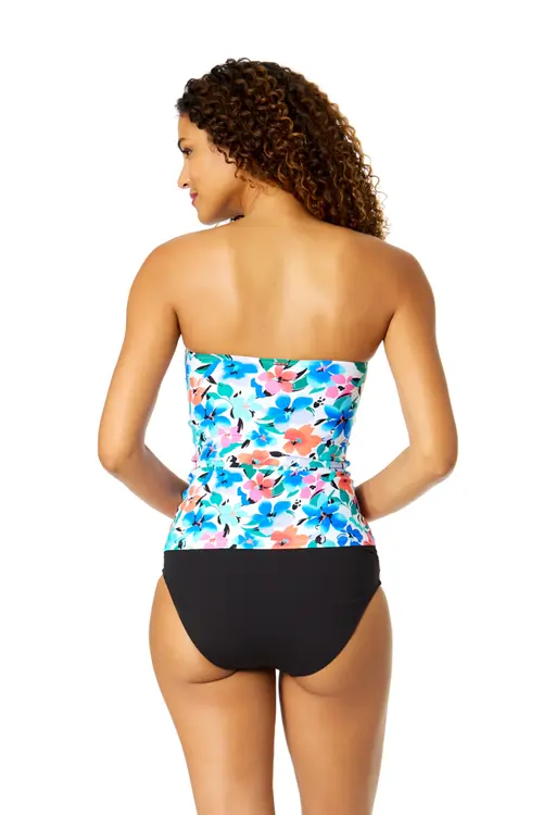 ANNE COLE Printed Twist Front Bandeaukini Swim Top