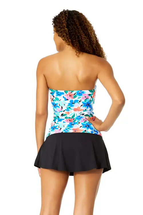 ANNE COLE Printed Twist Front Bandeaukini Swim Top