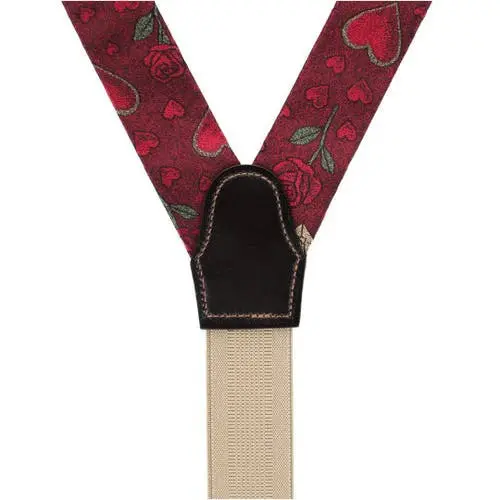 Trafalgar Amor Valentine's Note Silk Button End Suspenders - Red