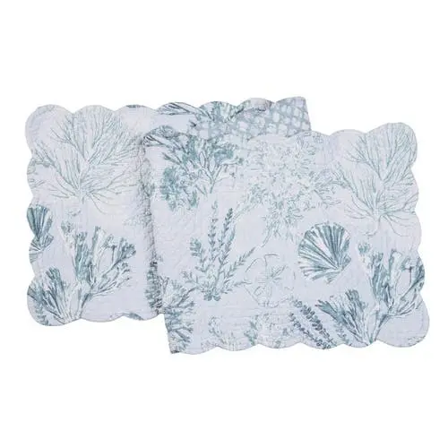 C&F HOME Cerulean Breeze Coastal Marine Print Quilted Table Runner 14" X 51 - Blue