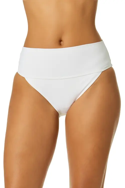 ANNE COLE Soft Band High Waist Swim Bottom - White