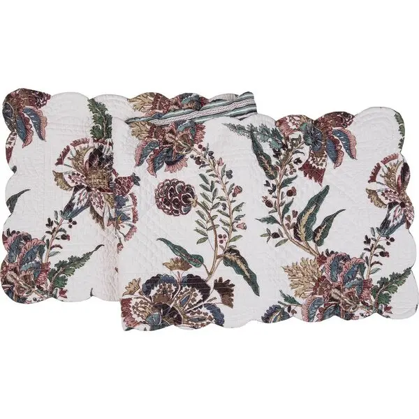 C&F HOME Braelyn Abstract Botanical Quilted Table Runner 14" X 51 - White