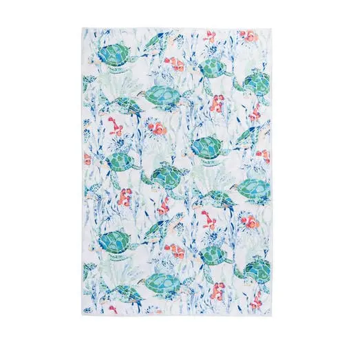 C&F HOME Sea Turtle Cove Christmas Coastal 100% Cotton Dishtowel - Blue