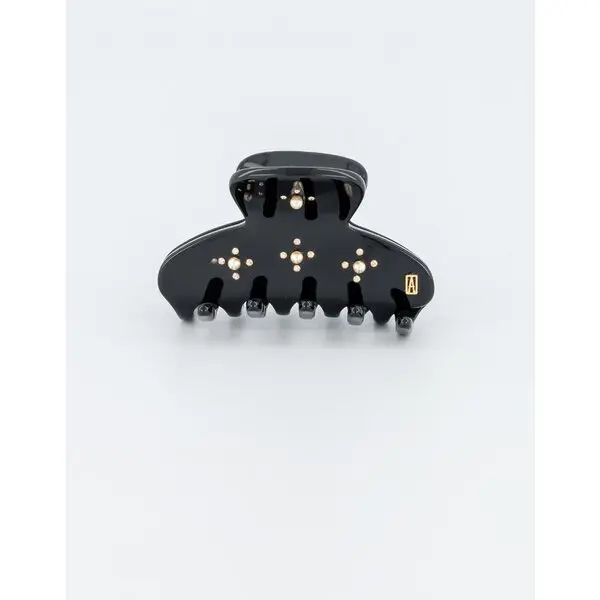 Alexandre De Paris En Pâmoison Strass Acetate And Pearls Hair Claw Clip - Black