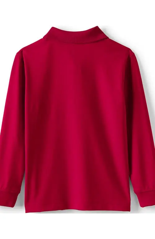 LANDS' END School Uniform Long Sleeve Rapid Dry Polo Shirt - Red