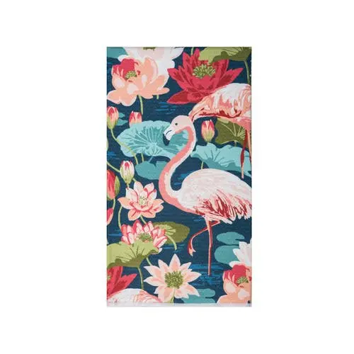 C&F HOME Flamingo Lagoon Tropical Floral 100% Cotton Dishtowel - Pink
