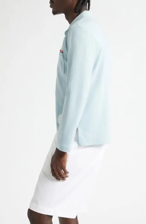 Thom Browne Cotton Jersey Pocket Long Sleeve Polo