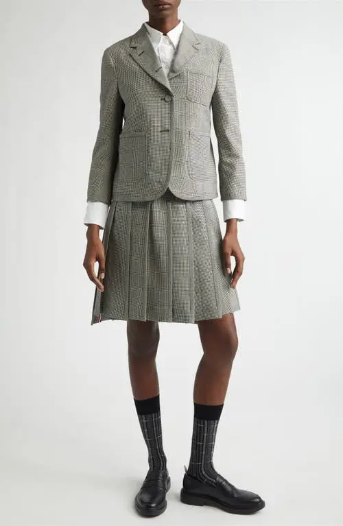 Thom Browne Glen Plaid Pleated Wool Skirt - Black/white
