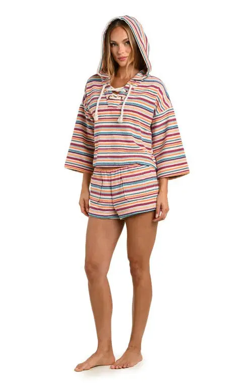L'Agence Amiya Striped Terry Cover-up Shorts