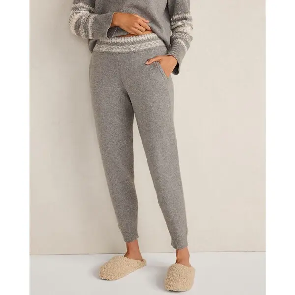 HAVEN WELL WITHIN Organic Cotton Blend Nostalgic Fair Isle Joggers - Fog Heather