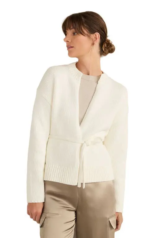HAVEN WELL WITHIN Chunky Cotton-blend Belted Cardigan - Ivory