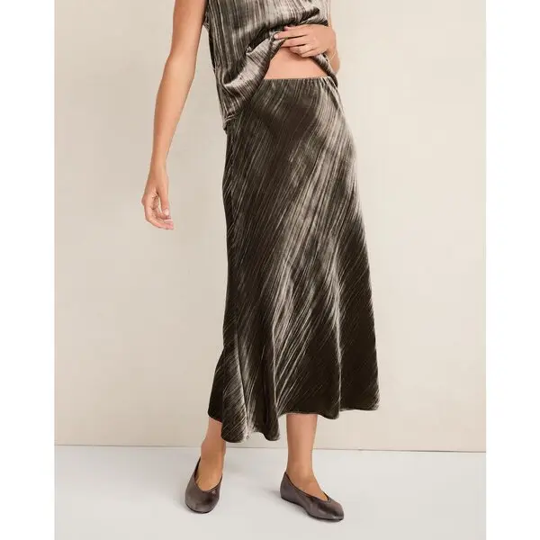 HAVEN WELL WITHIN Textured Velvet Maxi Skirt - Burnt Toffee