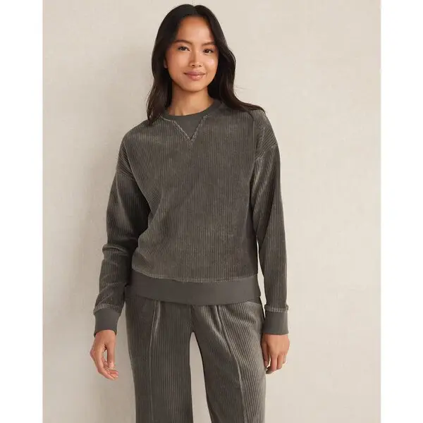 HAVEN WELL WITHIN Corded Velour Crewneck Pullover - Rainfall