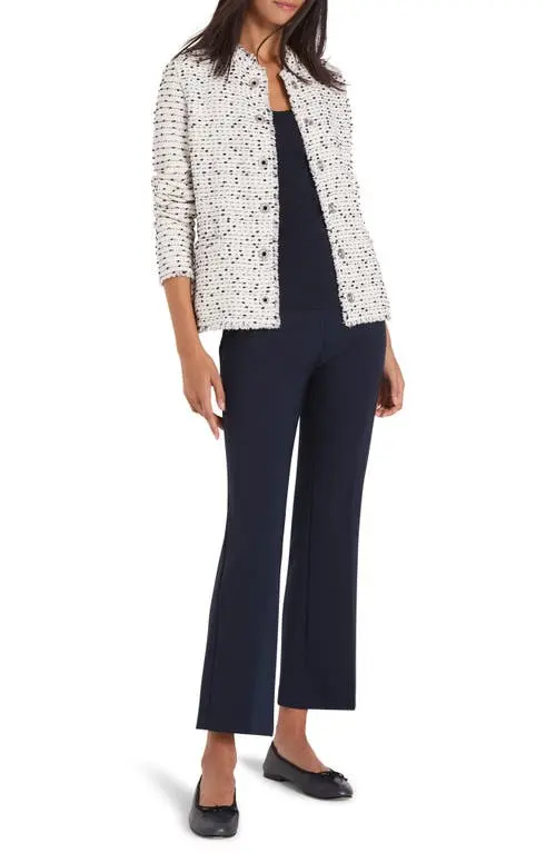 NIC+ZOE Military Weave Fringe Knit Jacket