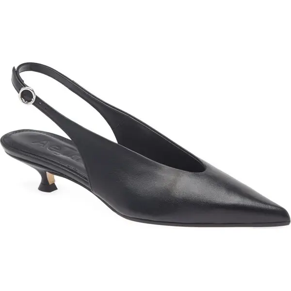 AeydĒ Camila Slingback Kitten Heel Pumps - Black