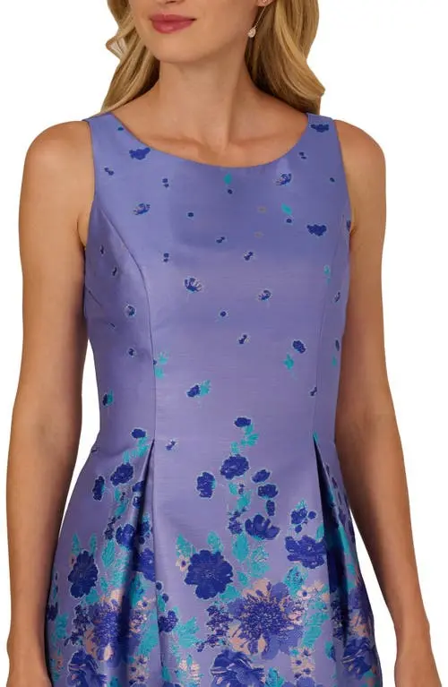 Adrianna Papell Floral Jacquard Fit & Flare Dress In Blue Multi |  Editorialist