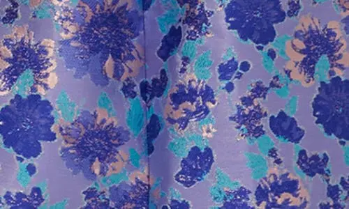 Adrianna Papell Floral Jacquard Fit & Flare Dress In Blue Multi |  Editorialist