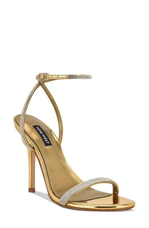 Nine West Stodia Embellished Ankle Strap Sandals - Bronze