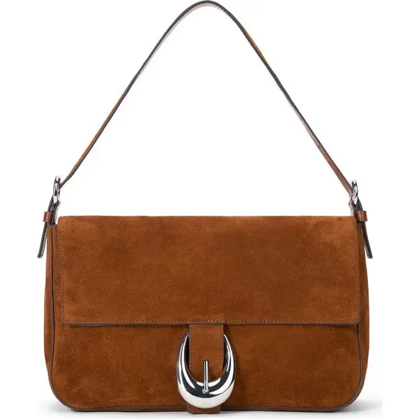 Staud Medium Harlow Suede Shoulder Bag - Tabac