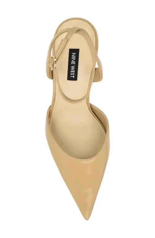 Nine West Grana Ankle Strap Pointed Toe Pump - Light Natural