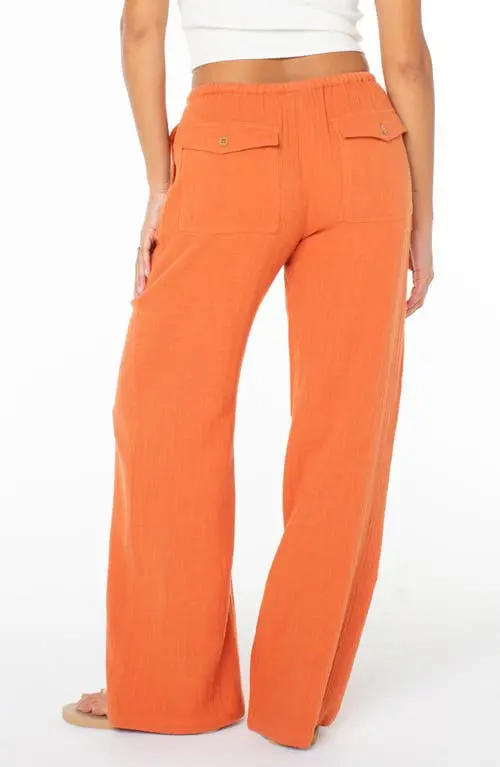 Roxy Iyla Cotton Crinkle Gauze Wide Leg Pants - Ginger Spice
