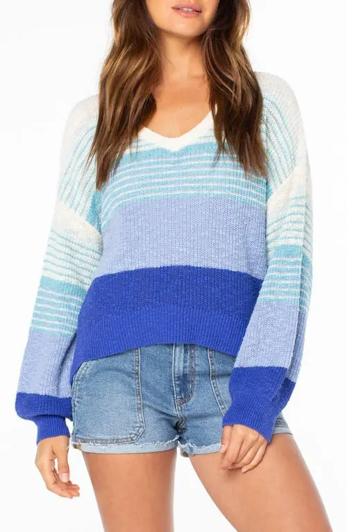 Roxy Striped Relaxed-fit Cotton Sweater - Surf The Web Tie Dye