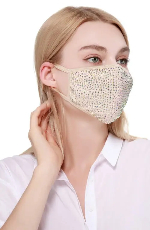 NATALIE MILLS Destiny Crystal Adult Cotton Face Mask - Beige