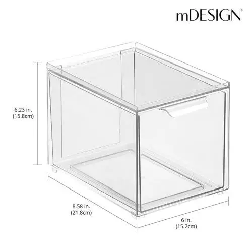 MDESIGN Plastic Stackable Kitchen Pantry Organizer With Drawer8 Pack