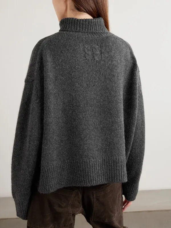 NILI LOTAN Tabitha Cashmere Turtleneck Sweater - Gray