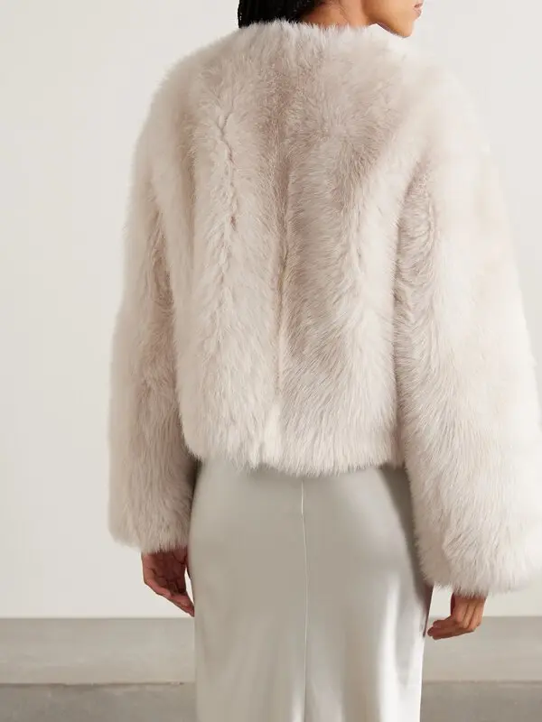 NILI LOTAN Elan Cropped Shearling Jacket